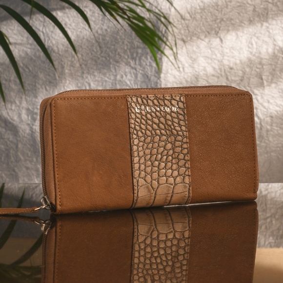 Union Code | Bags | Nwt Union Code Brown Croco Embossed Genuine Leather ...